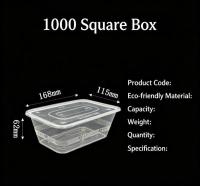 China 1000ml PP Rectangular Container Food Grade Rectangular Lunch Box For Ready Meals for sale
