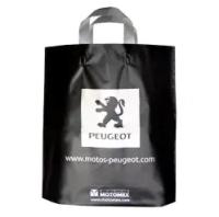 China PET Loop Handle Plastic Bags Recyclable 30cm Carriers for sale