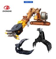 China Manual Hydraulic Log Grapple For Kubota Hitachi Komatsu Excavator for sale