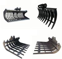China Black Color Mini Excavator Root Rake Attachment Q355B Material for sale
