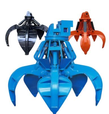 China Q355B Mechanical Orange Peel Grab , Electric Excavator Stone Grapple for sale