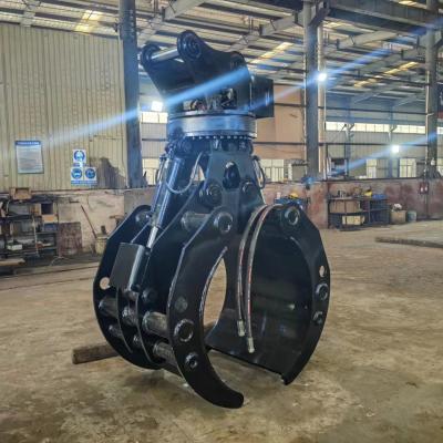 China Excavator Hydraulic Rotating Grapple , Log grapple and hydraulic grapple rotator with wood grab excavator for sale