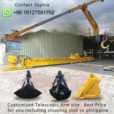 China 25M Digging Depth Excavator Telescopic Arm Made Of BS900 High Strenght Steel With Hydraulic Cylinder Control System for sale