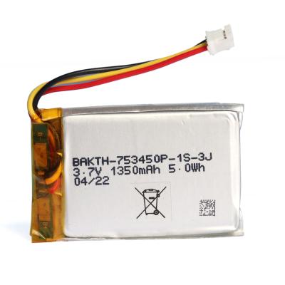 China Rechargeable Lithium Polymer 3.7V 1350mAh Li-Po Battery Pack for Portable Devices for sale