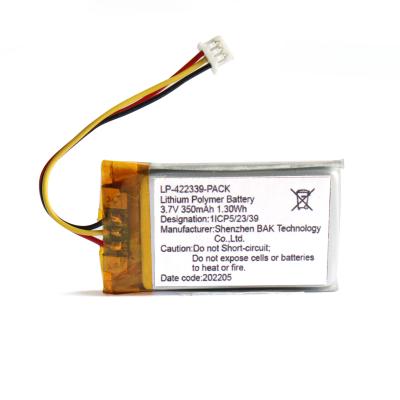 China Rechargeable Small Lipo Battery 422339 3.7V 350mAh Lithium Polymer Battery Pack for Electric Appliance for sale