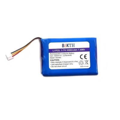 China 2000mAh Li Polymer Battery Pack 654460 3.7V Polymer Battery With JST Connector for sale