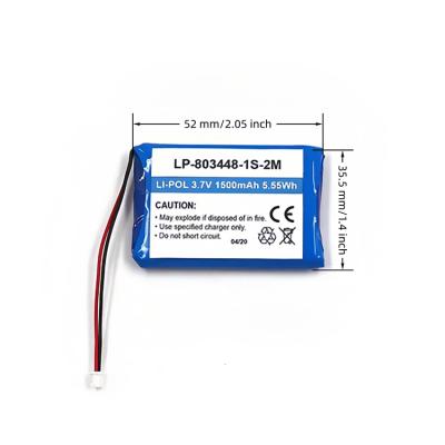 China 3.7V 1500mAh LiPo Battery Pack with PCM LP-803448-1S-2M for sale