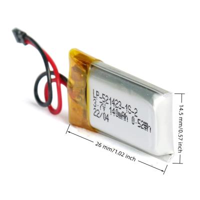 China LP-521423-1S-2 Li-Polymer Battery 3.7V 160mAh Rechargeable Cell for Bluetooth Headsets for sale