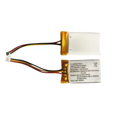China 3.7V 350mAh LP-422339-PACK Li-Polymer Battery for Smart Wearables & IoT Devices for sale