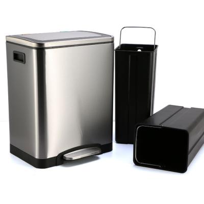 China 12L 16L 20L Stainless Steel Rectangle Bathroom Pedal Bin with CE Certificate for sale