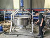 China Factory Price 304 Stainless Steel Food Level Cooking Pot 200L Jacketed Kettle With Agitator for sale