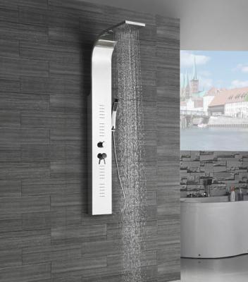 China 304 Stainless Steel Shower Panel with Top Rain Shower and Back Massage Nozzles for sale