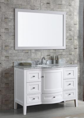 China 48′′ Bathroom Vanity Cabinets Furniture Floor Mounted with White Glossy Finish for sale