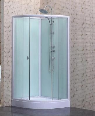 China Bathroom Sliding Open Door Clear Glass Shower Cabin with White Back Glass for sale