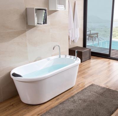 China Custom Size Acrylic Freestanding Bathtub Stand Alone Tub In Small Bathroom for sale