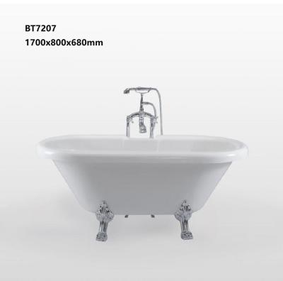 China White Color Indoor Clawfoot Jacuzzi Tub , Acrylic Freestanding Tub With Legs for sale