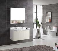 China Multi Layer Bathroom Vanity Cabinets Solid Wood Wall Mounted Modern Style for sale