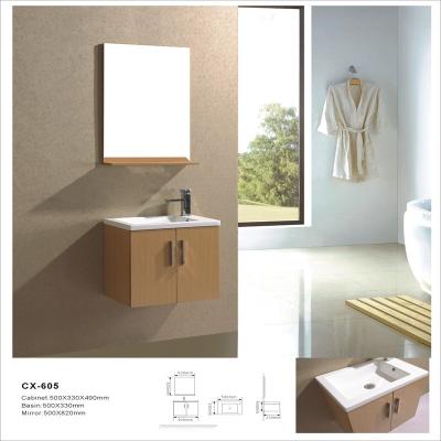 China Simple Wall Mounted Bathroom Vanity Cabinets , PVC Bathroom Vanity with Mirror for sale
