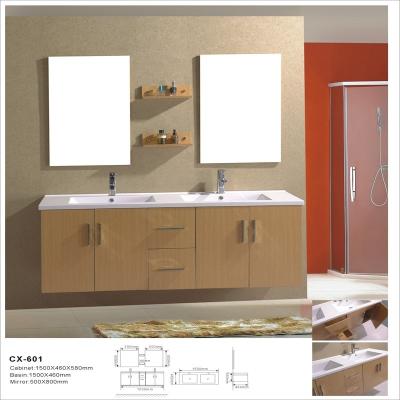 China Double Basin Modern MDF Bathroom Vanity , Wall Hanging Bathroom Cabinets for sale
