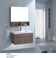 China 90cm Wide Pvc Wall Hung Bathroom Vanities With Ceramics Material Basin for sale