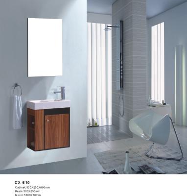 China Wall Mounted 50cm Wide PVC Bathroom Vanity with Marble Countertop for sale