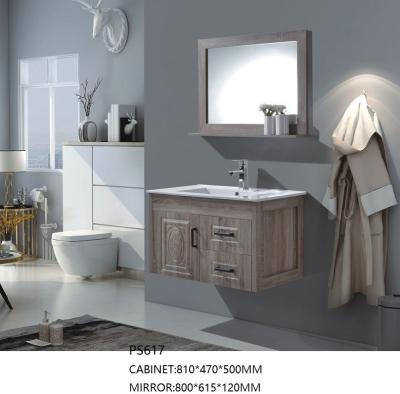 China Wall Mounted PVC Bathroom Vanity , Mirrored Bathroom Cabinet ISO Certificates for sale