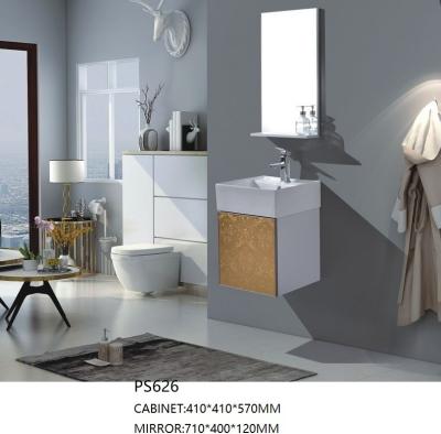 China Pvc Wall Hung Vanity Units With Mirror , Modern Wall Mounted Bathroom Vanity for sale