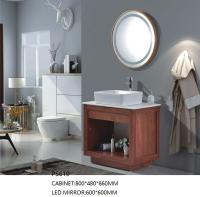 China Durable Floor Mounted Bathroom Cabinet with LED Mirror , PVC Modern Bathroom Vanity for sale