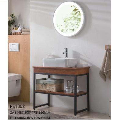 China Fashion Single Sink Bathroom Vanity With PVC Carcase Material And Ceramics Basin for sale