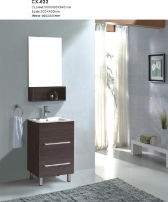 China Wood Grain Color PVC Bathroom Cabinet , Floor Standing Vanity Unit With Two Drawers for sale