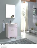 China White Glossy Floor Mounted Bathroom Cabinets , PVC Small Bathroom Vanities for sale