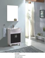 China Two Door PVC Floor Mounted Bathroom Cabinets with Ceramic Basin Marble Countertop for sale