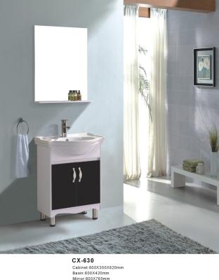 China Two Door PVC Floor Mounted Bathroom Cabinets with Ceramic Basin Marble Countertop for sale