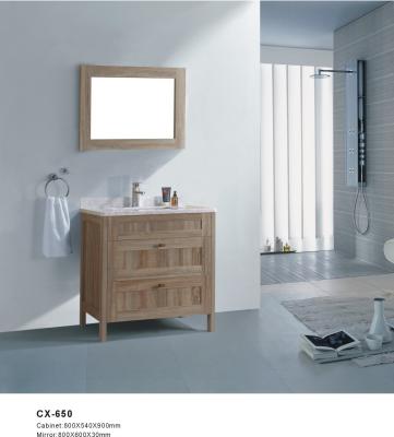 China Two Drawers PVC Bathroom Cabinet With Wood Grain Freestanding Install for sale