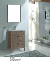 China 60cm Wide Floor Mounted Bathroom Cabinets Wood Grain Color With Marble Countertop for sale
