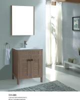 China 60cm Wide Two Door Floor Mounted Bathroom Cabinets with Wood Grain Color for sale