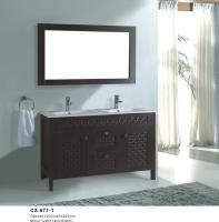 China Black Color PVC Floor Mounted Bathroom Cabinets 120cm Wide with Double Basin for sale