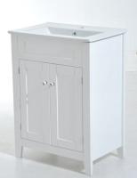 China MDF Floor Mounted Bathroom Cabinets White Color with Ceramic Handles for sale