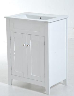 China MDF Floor Mounted Bathroom Cabinets White Color with Ceramic Handles for sale