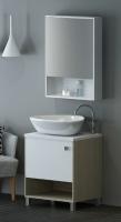 China Bathroom MDF  Floor Mounted Vanity Unit  With Marble Countertop Ceramic Basin for sale