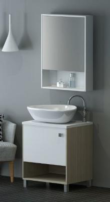 China Bathroom MDF  Floor Mounted Vanity Unit  With Marble Countertop Ceramic Basin for sale