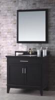 China Solid Wood 36 Inch Single Sink Bathroom Vanity / Bathroom Floor Cabinet Black Color for sale
