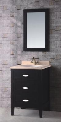 China Single Sink Narrow Bathroom Floor Cabinet Solid Wood With Three Drawers for sale