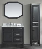 China Classic 36′′ Black Color Bathroom Cabinet with Side Cabinet Floor Mounted for sale