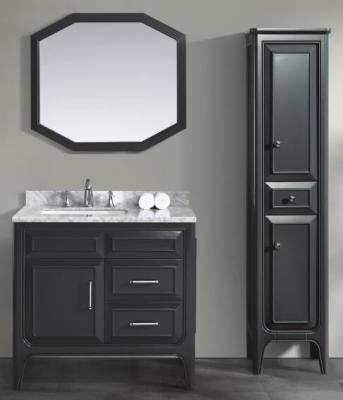 China Classic 36′′ Black Color Bathroom Cabinet with Side Cabinet Floor Mounted for sale