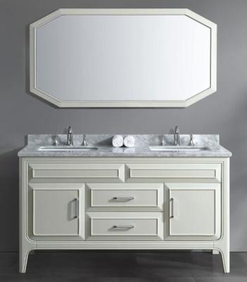 China White Gloss Bathroom Vanity Cabinets Floor Mounted Classic Style 60′′x22′′x34′′ for sale