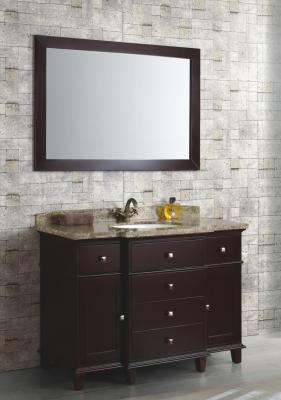 China Wooden 48′′ Bathroom Floor Cabinet , Single Sink Vanity Furniture With Mirror for sale