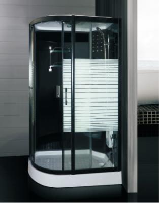 China Tempered Glass Large Massage Steam Shower Cabin Black Striped for sale