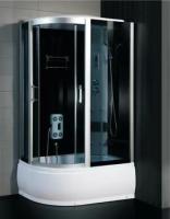 China ABS Panel 4mm Glass Steam Shower Room With White Bezel Sliding Doors for sale