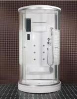 China Circular White Arc 4mm Tempered Glass Shower Room ABS Sector Tray for sale